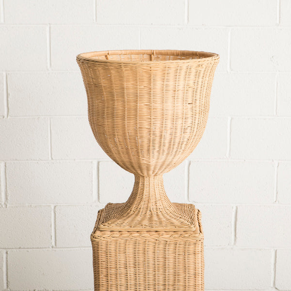 Rattan Urn and Pedestal (Large) - Velvet Victoria Home