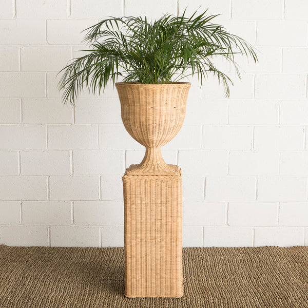 Rattan Urn and Pedestal (Small) - Velvet Victoria Home